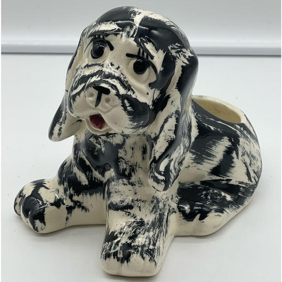 Accents | Vintage Cocker Spaniel Puppy Ceramic Planter Black Cream ...